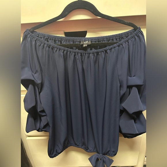 Tops | Navy Blue Off Shoulder Top | Poshmark